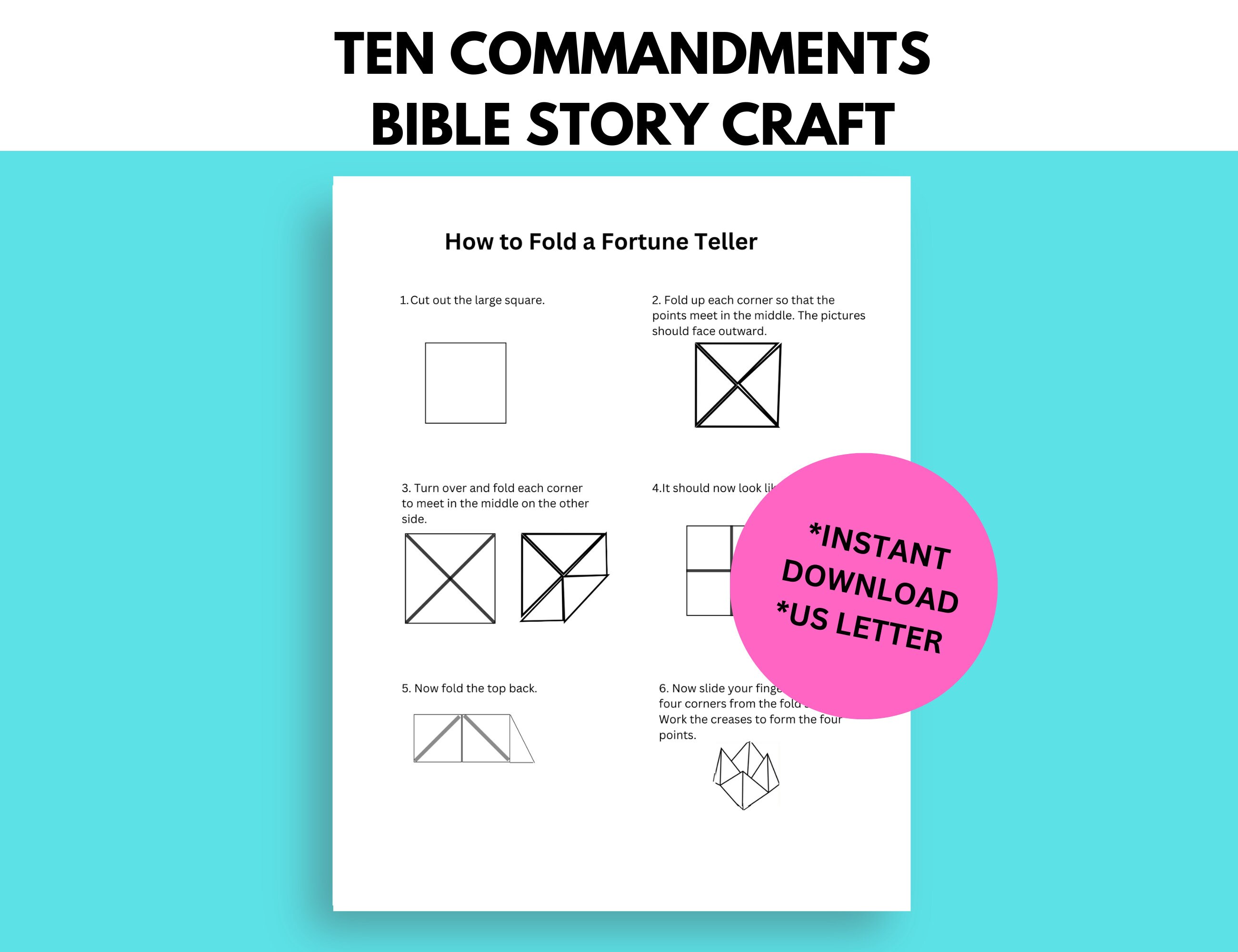 Ten Commandments Bible Story Activity, Sunday School Craft, Fortune ...