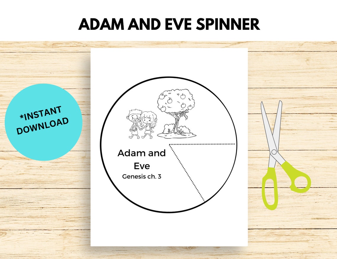 Adam and Eve Spinner, Garden of Eden Bible Story, Sunday School Craft, Vacation Bible School ...