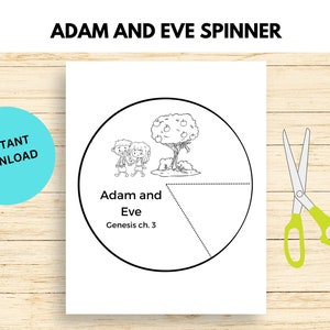 Adam and Eve Spinner, Garden of Eden Bible Story, Sunday School Craft, Vacation Bible School ...