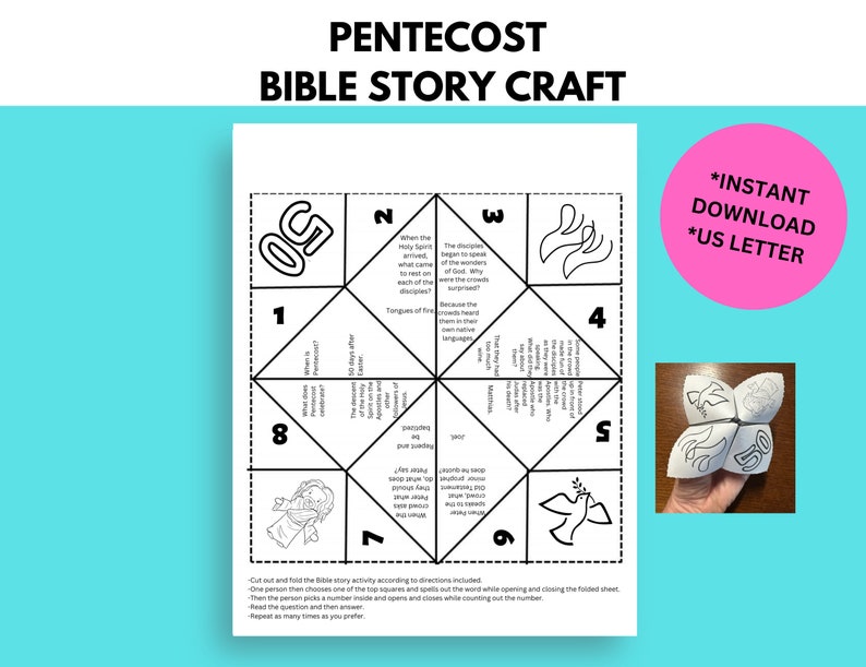 Pentecost Sunday School Craft, Bible Story Activity, Fortune Teller ...