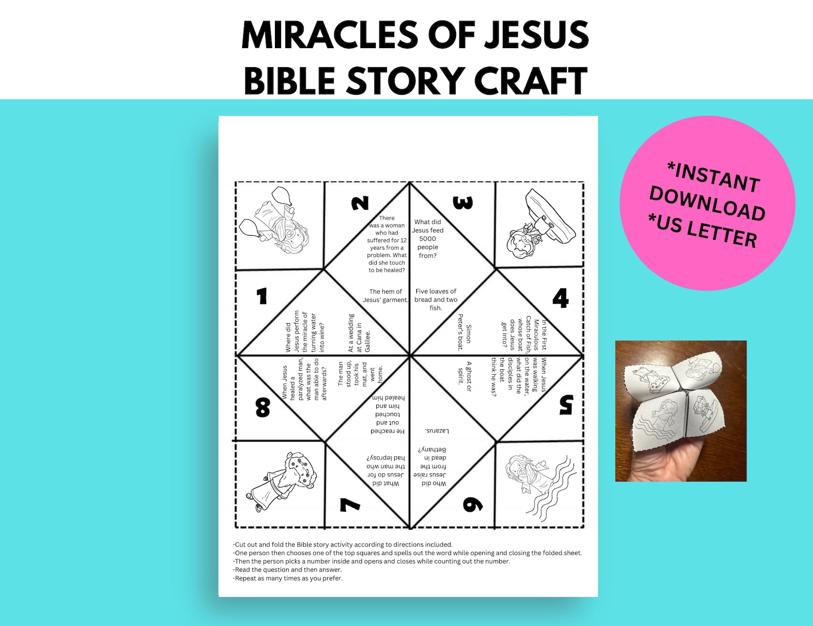 Jesus Miracles Sunday School Craft, Bible Story Activity, Fortune ...
