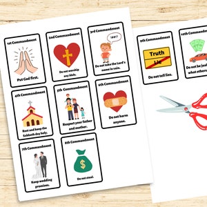 Ten Commandments Flash Cards, Sunday School Lesson, Bible Story ...