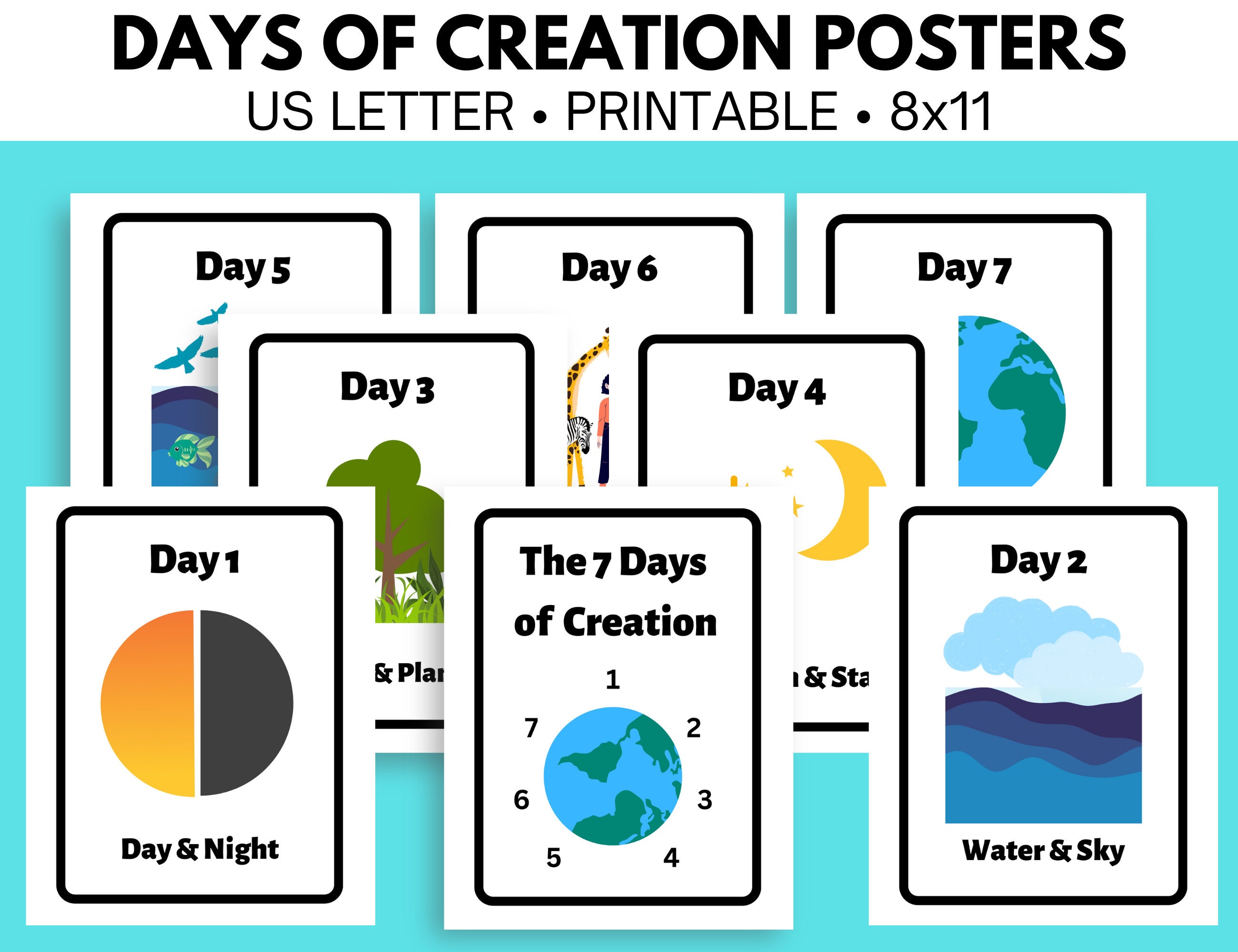 Days of Creation Posters, Sunday School Lesson, Classroom Posters ...