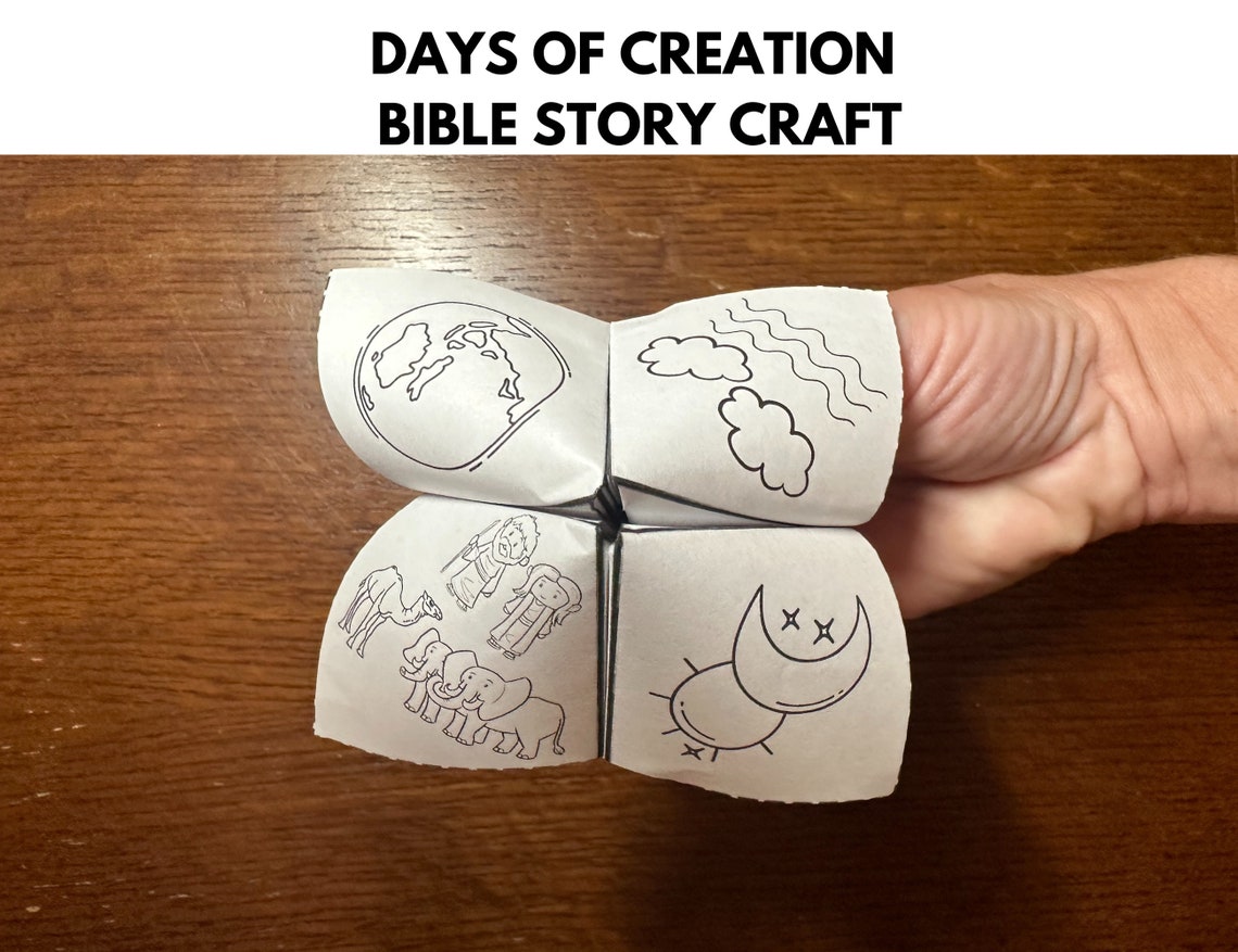 Days of Creation Bible Story Activity, Sunday School Craft, Fortune ...