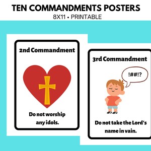 Ten Commandments Posters, Sunday School Lesson, Classroom Posters ...