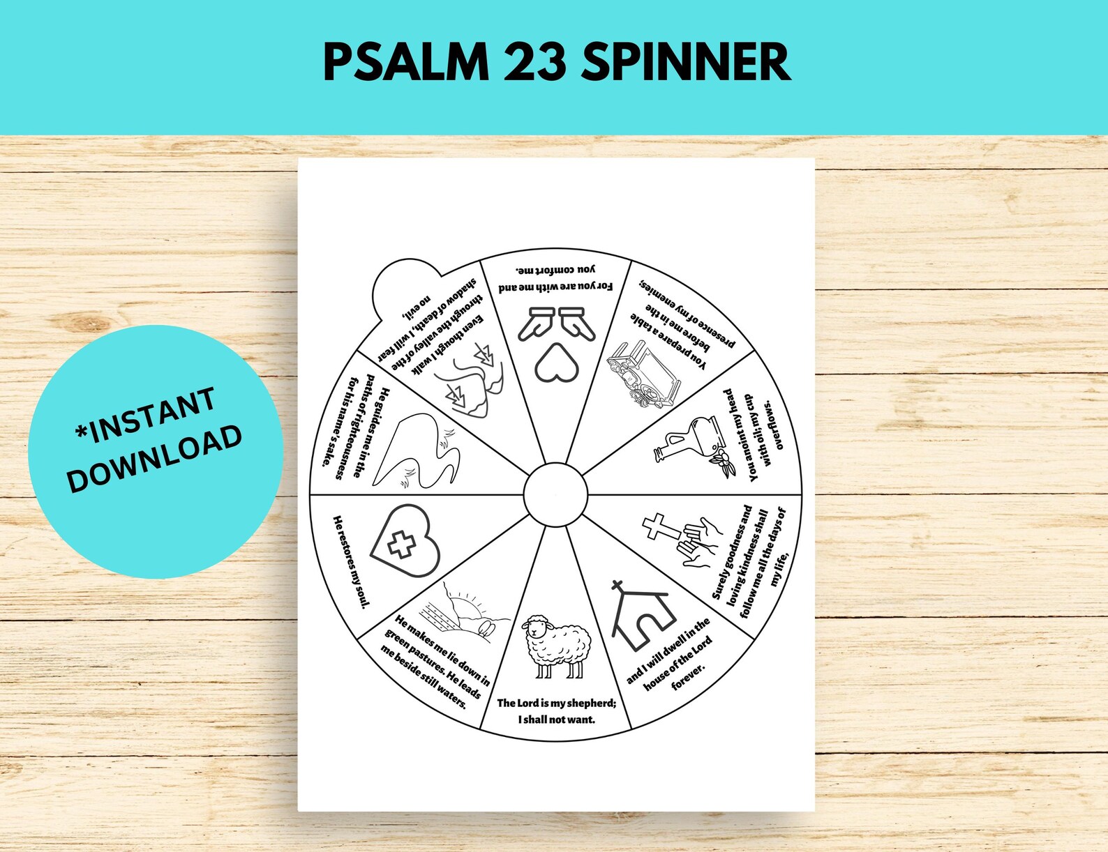 Psalm 23 Bible Story Activity, Sunday School Lesson, Printable Spinner ...