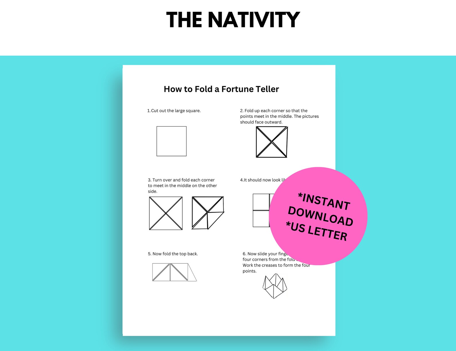 Christmas Nativity Bible Story Activity, Sunday School Craft, Fortune ...