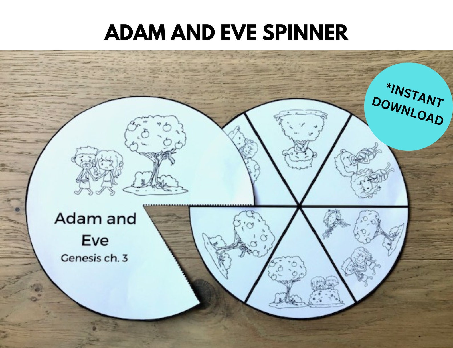 Adam and Eve Spinner, Garden of Eden Bible Story, Sunday School Craft ...