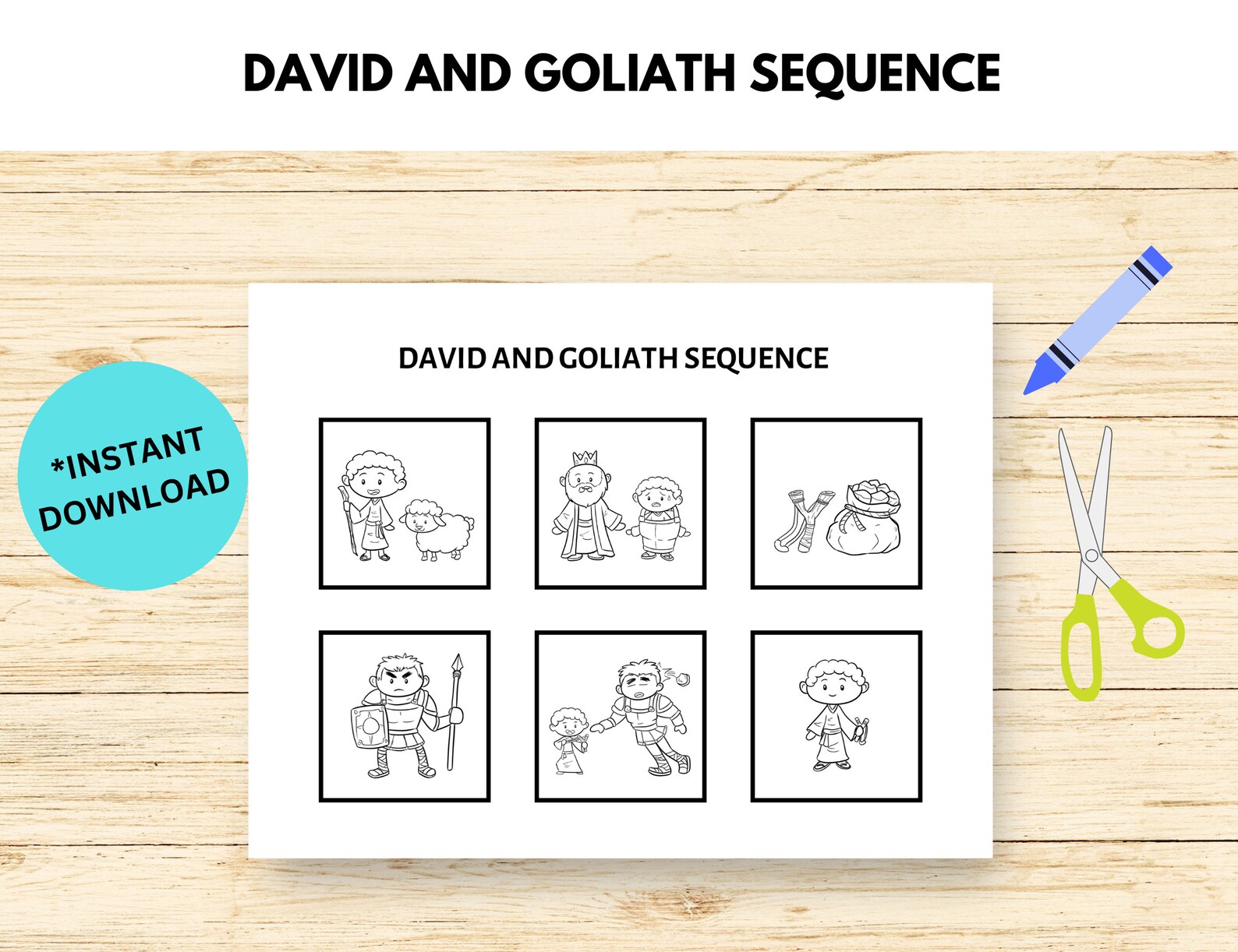 David and Goliath Craft, David and Goliath Bible Story, Sequence ...