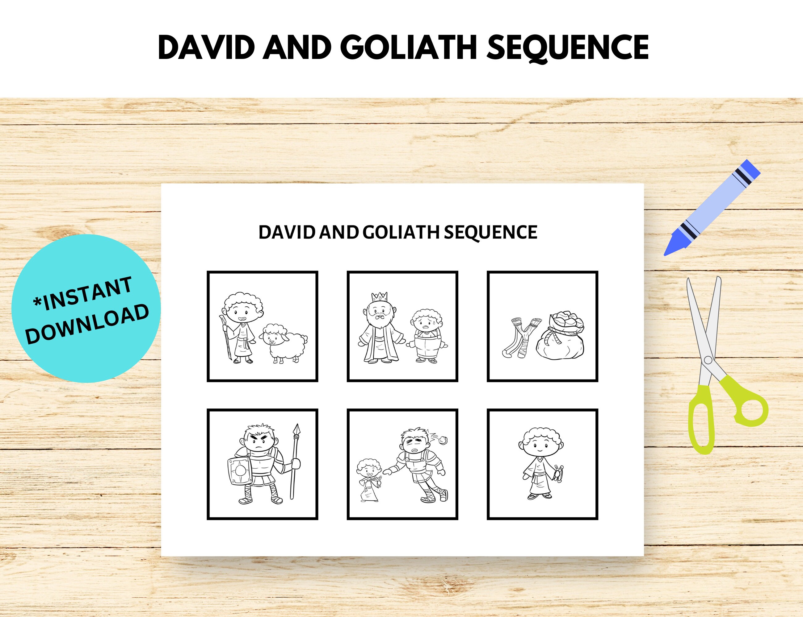 David and Goliath Craft, David and Goliath Bible Story, Sequence ...