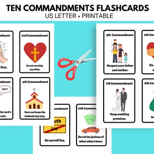 Ten Commandments Flash Cards, Sunday School Lesson, Bible Story ...