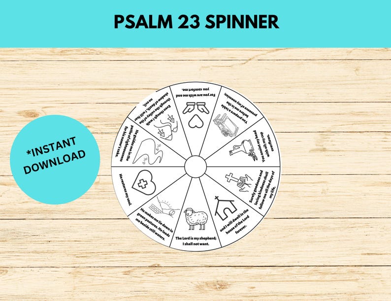 Psalm 23 Bible Story Activity, Sunday School Lesson, Printable Spinner ...