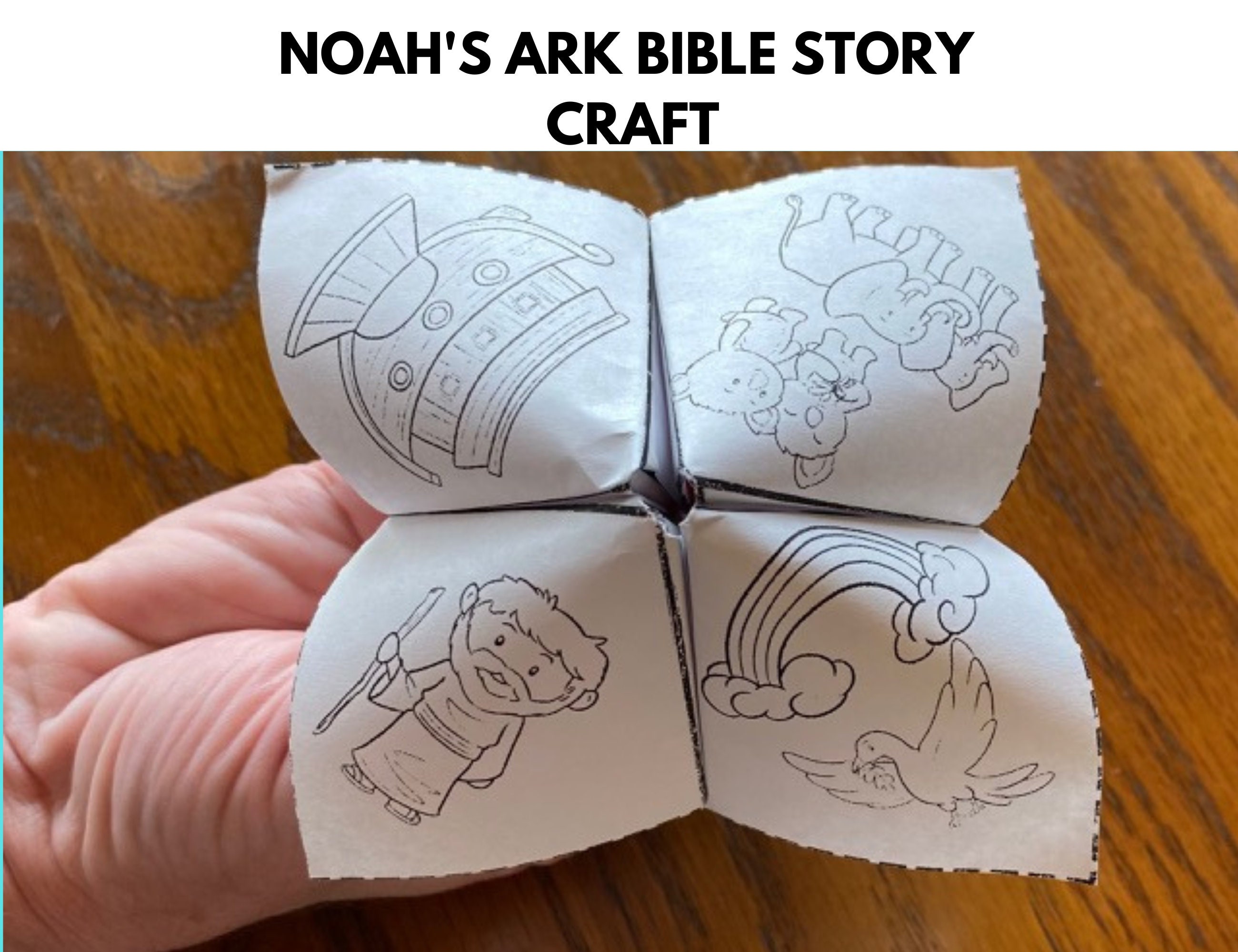 Noah's Ark Bible Story Activity, Sunday School Craft, Fortune Teller ...