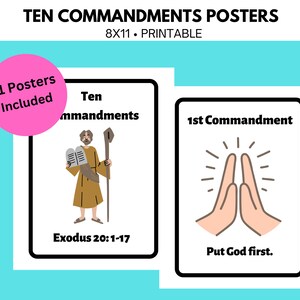 Ten Commandments Posters, Sunday School Lesson, Classroom Posters ...