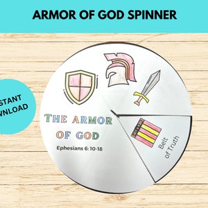 Armor of God Bible Story Activity, Sunday School Craft, Spinner Craft ...