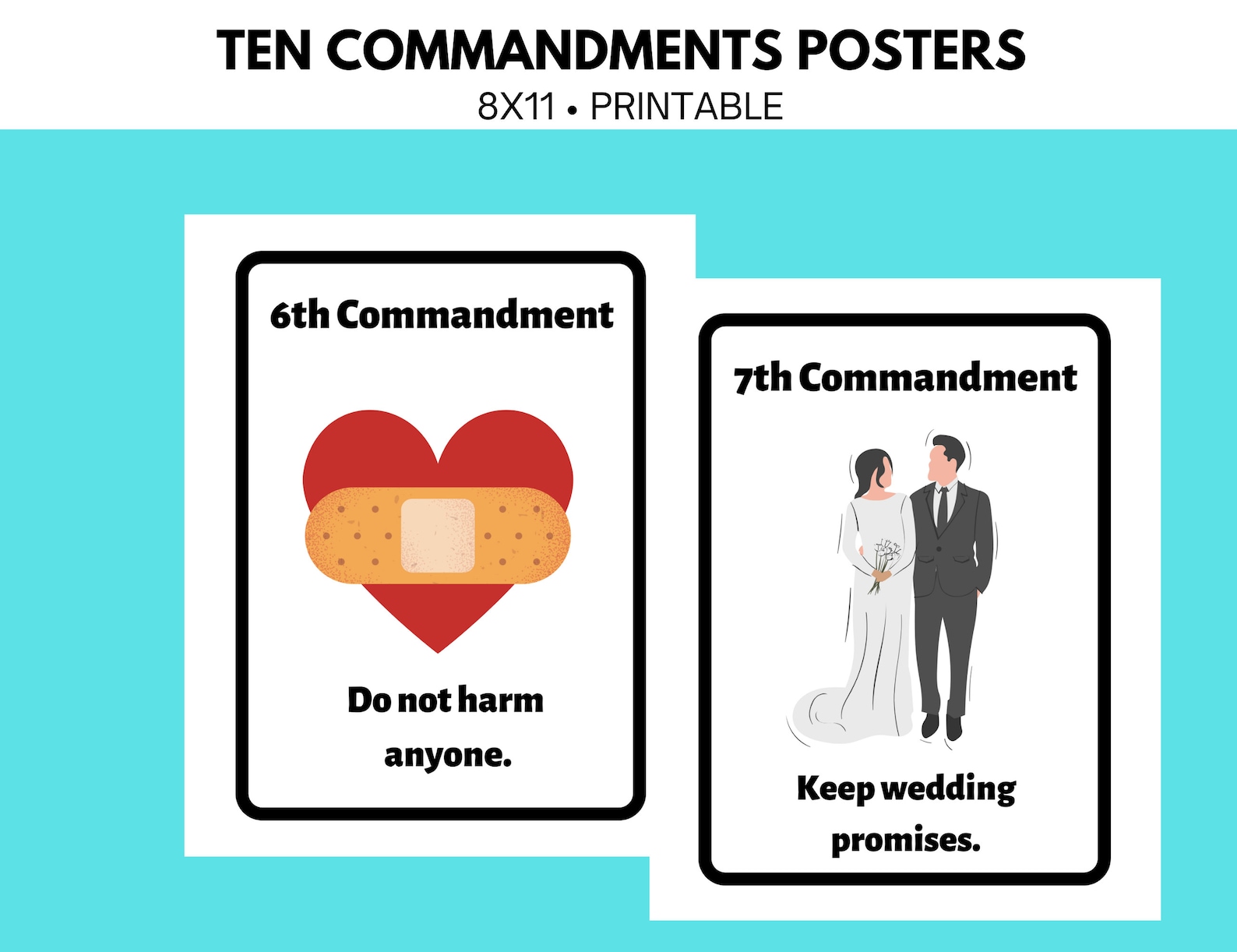 Ten Commandments Posters, Sunday School Lesson, Classroom Posters ...