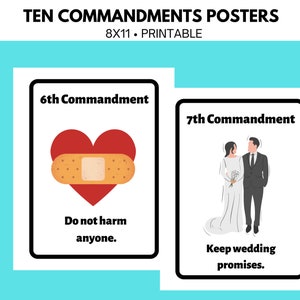 Ten Commandments Posters, Sunday School Lesson, Classroom Posters ...