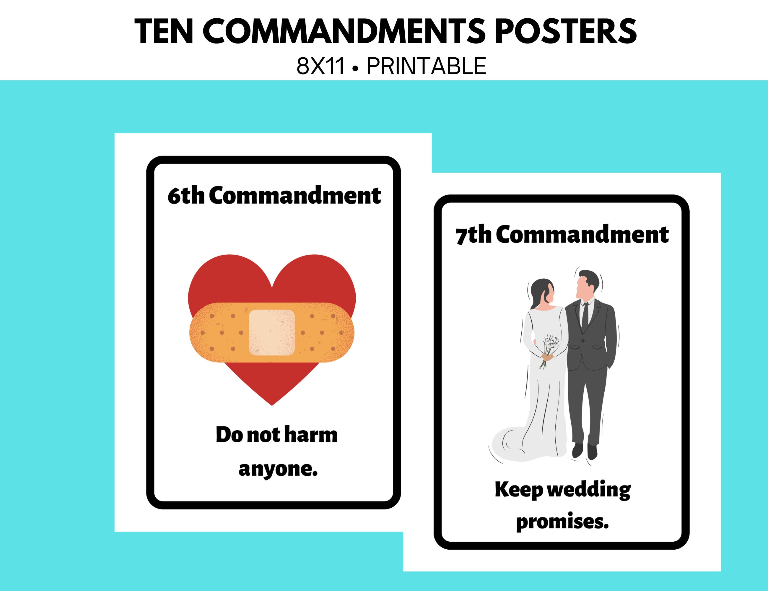 Ten Commandments Posters, Sunday School Lesson, Classroom Posters ...