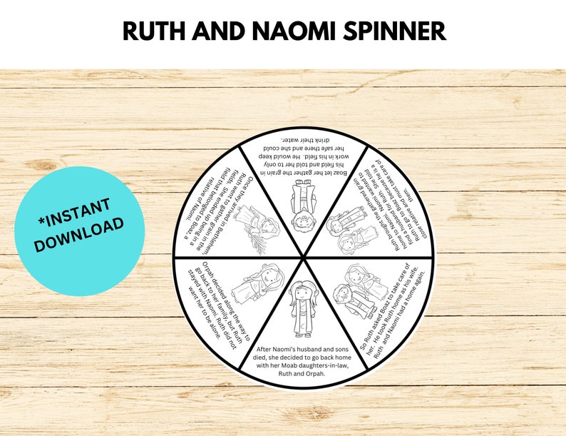 Ruth and Naomi Spinner, Bible Story Craft, Sunday School Lesson, Book ...