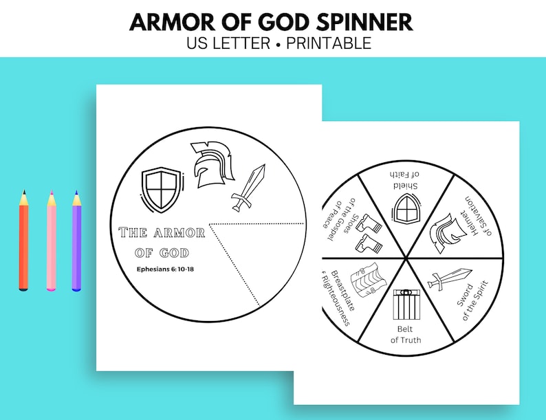 Armor of God Bible Story Activity, Sunday School Craft, Spinner Craft ...