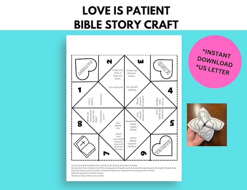 Love is Patient Sunday School Craft, 1 Corinthians 13 Bible Story ...