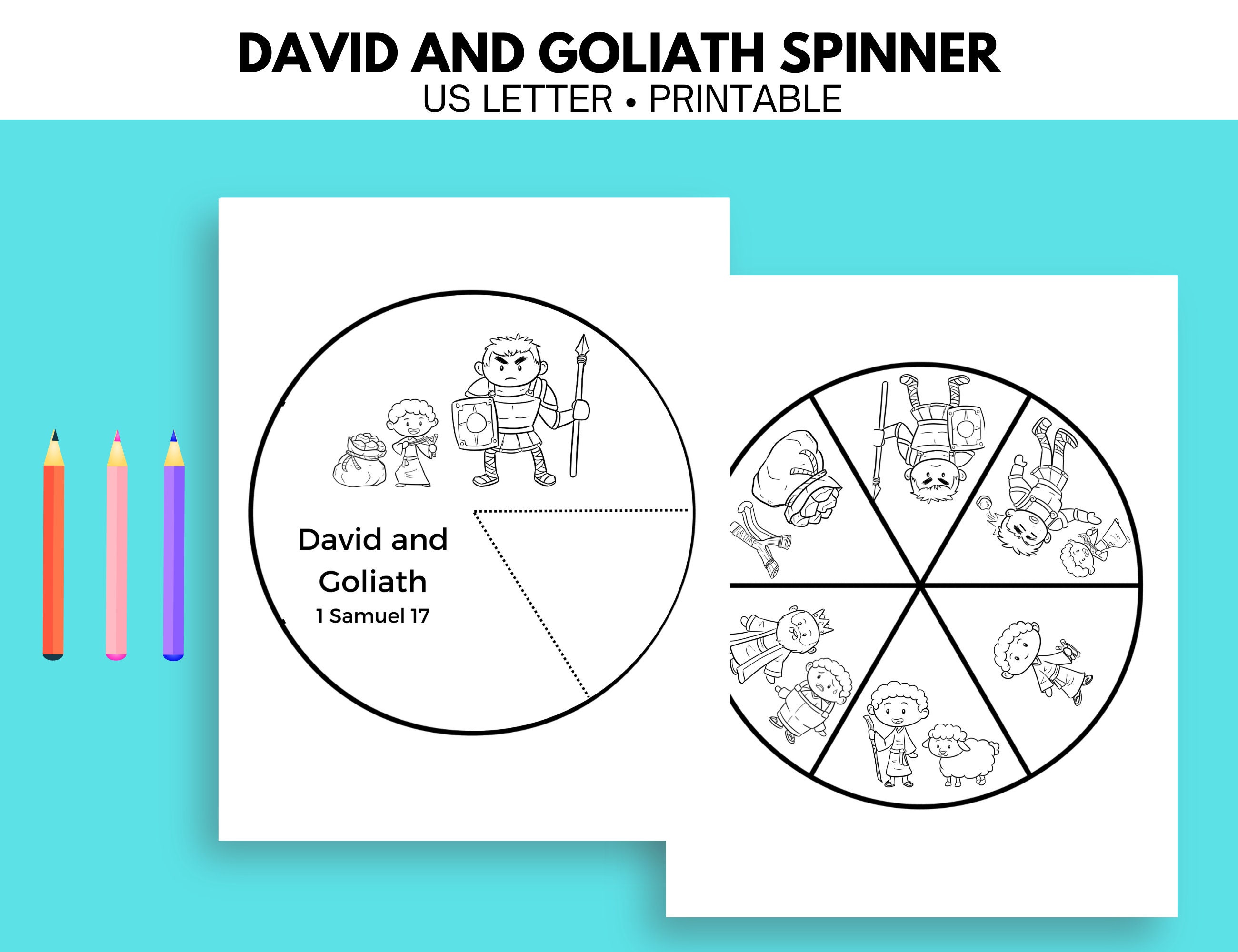David And Goliath Sunday School Craft Bible Story Activities Kids Spinner Printable Bible