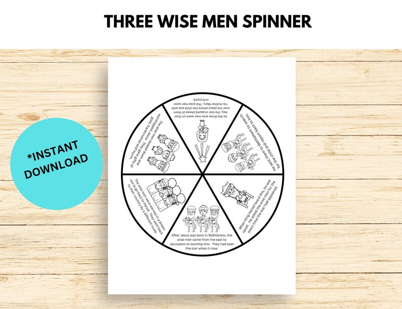 Three Wise Men Printable Spinner, Christmas Nativity Craft, Bible Story ...