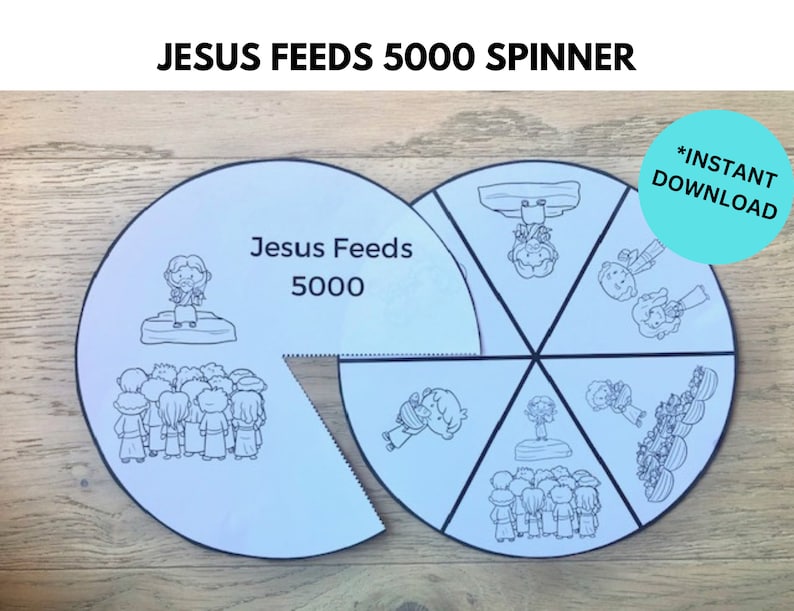 Jesus Feeds 5000 Spinner, Jesus Feeds the Multitudes Bible Story ...