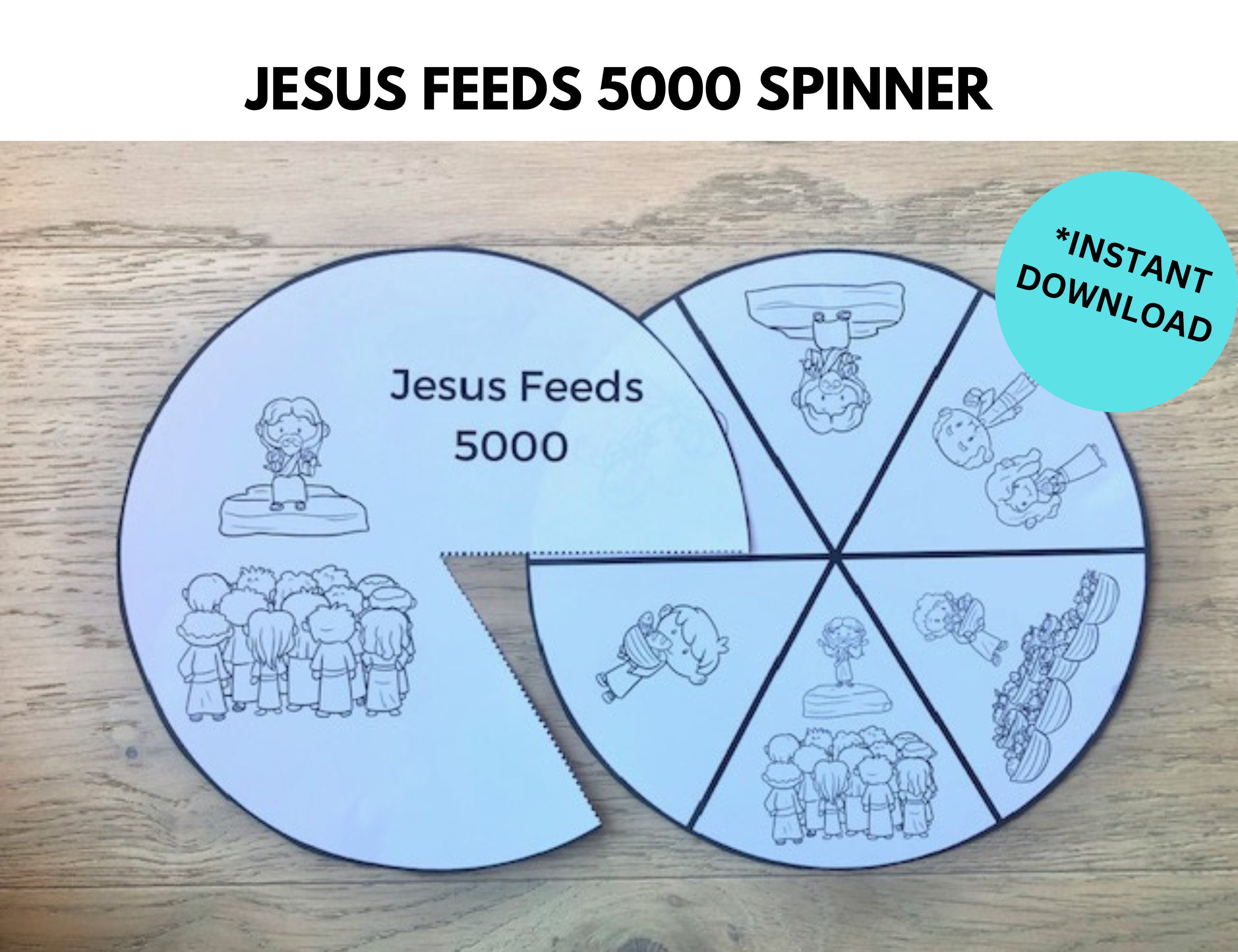 Jesus Feeds 5000 Spinner, Jesus Feeds the Multitudes Bible Story ...