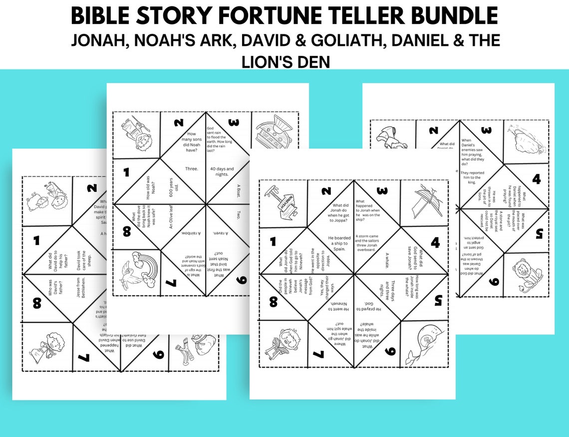 Jonah and Whale Bible Story Activity, Sunday School Craft, Fortune ...