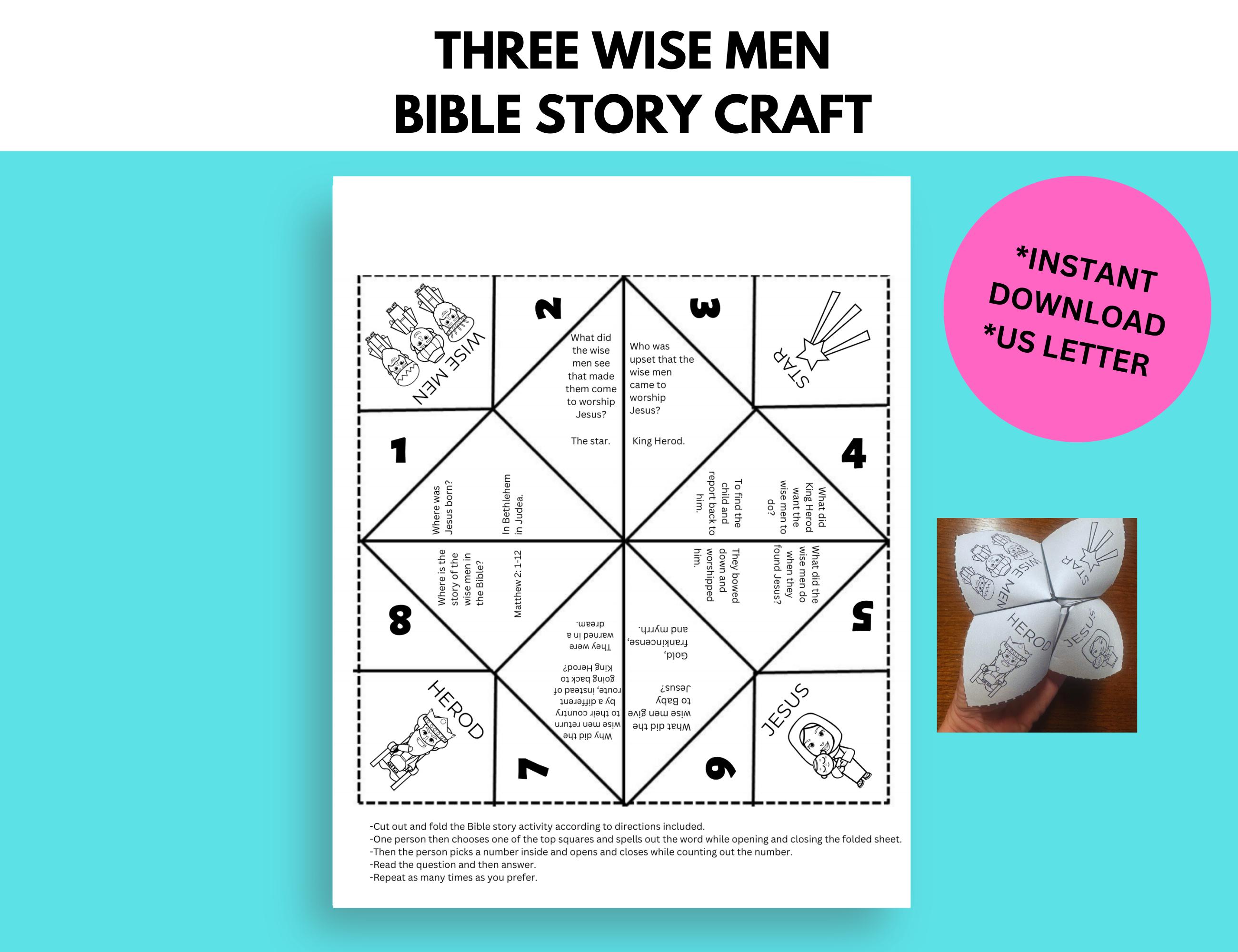 Three Wise Men Bible Story Activity, Sunday School Craft, Fortune ...