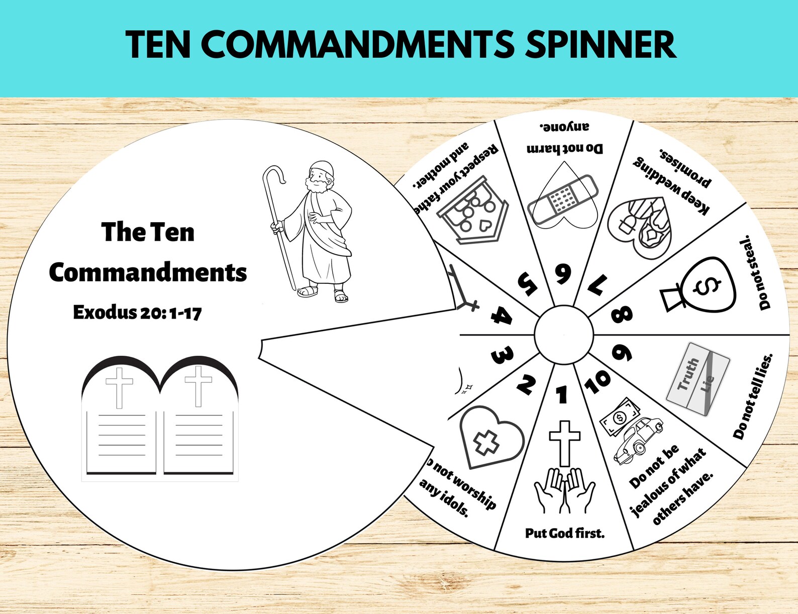 Ten Commandments Bible Story Activity, Sunday School Craft, Ten ...