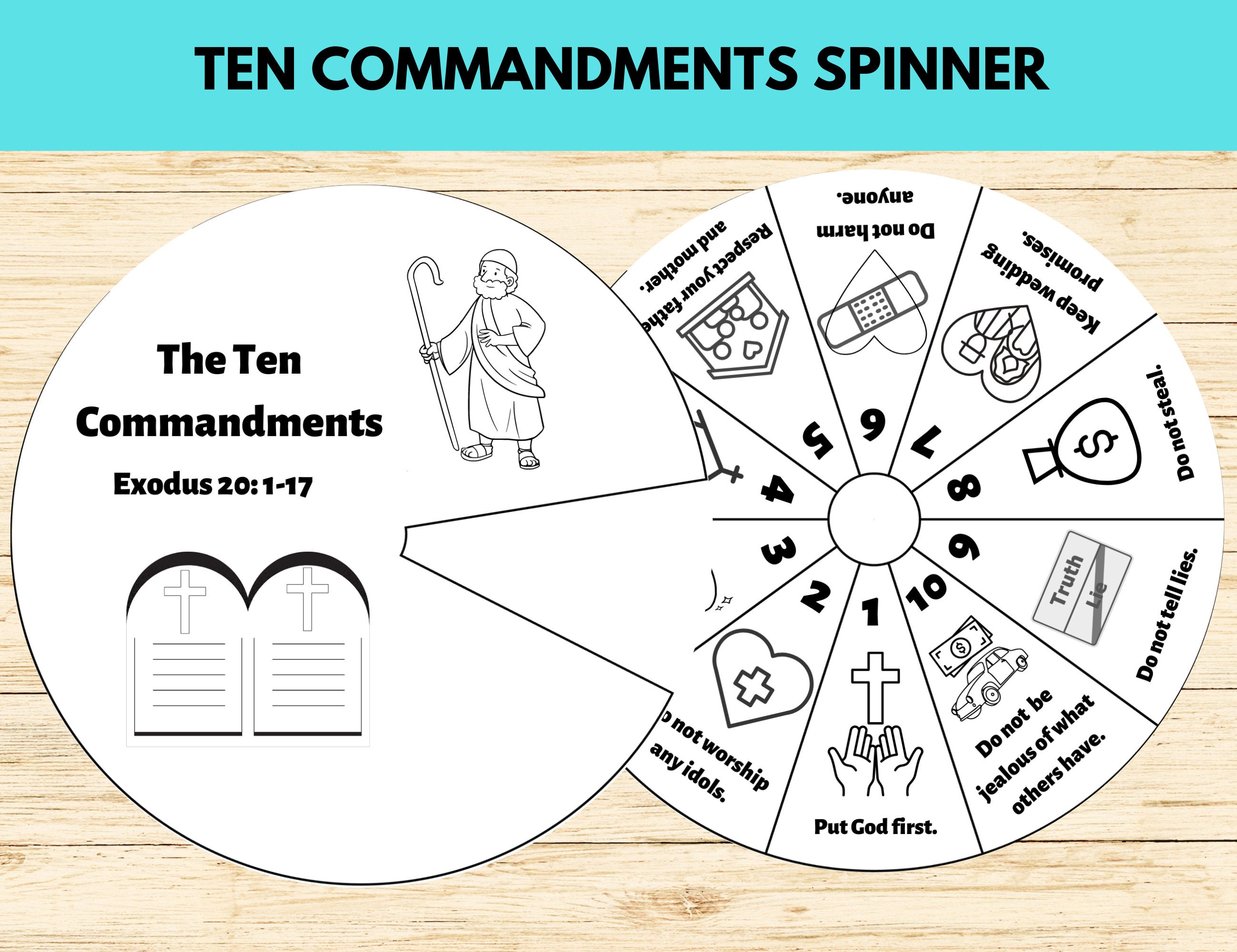 Ten Commandments Bible Story Activity, Sunday School Craft, Ten ...