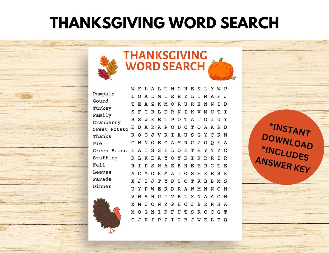 Thanksgiving Word Search, Printable Word Search, Fall Word Search ...