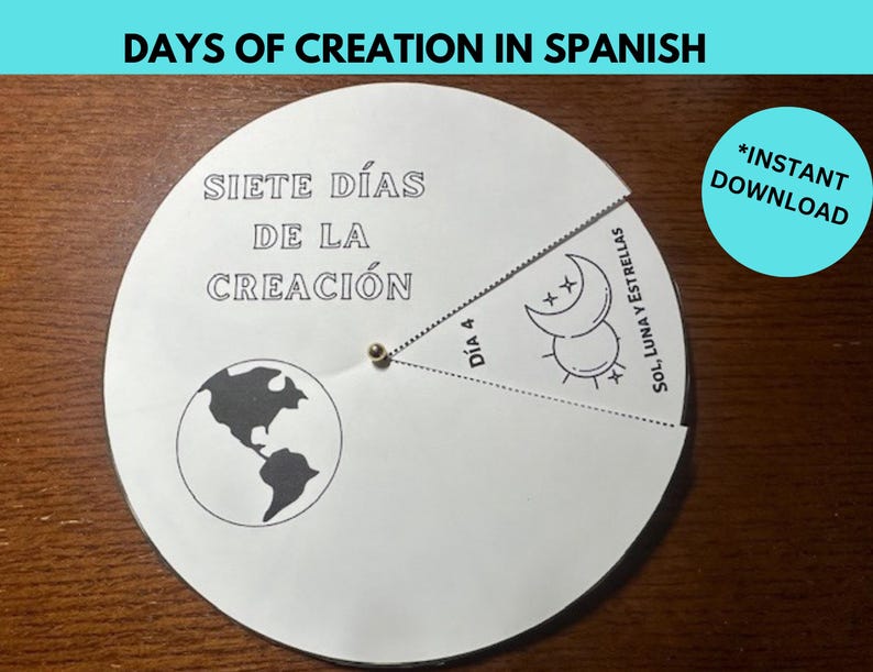 Days of Creation in Spanish, Bible Story Activity, Sunday School Lesson ...