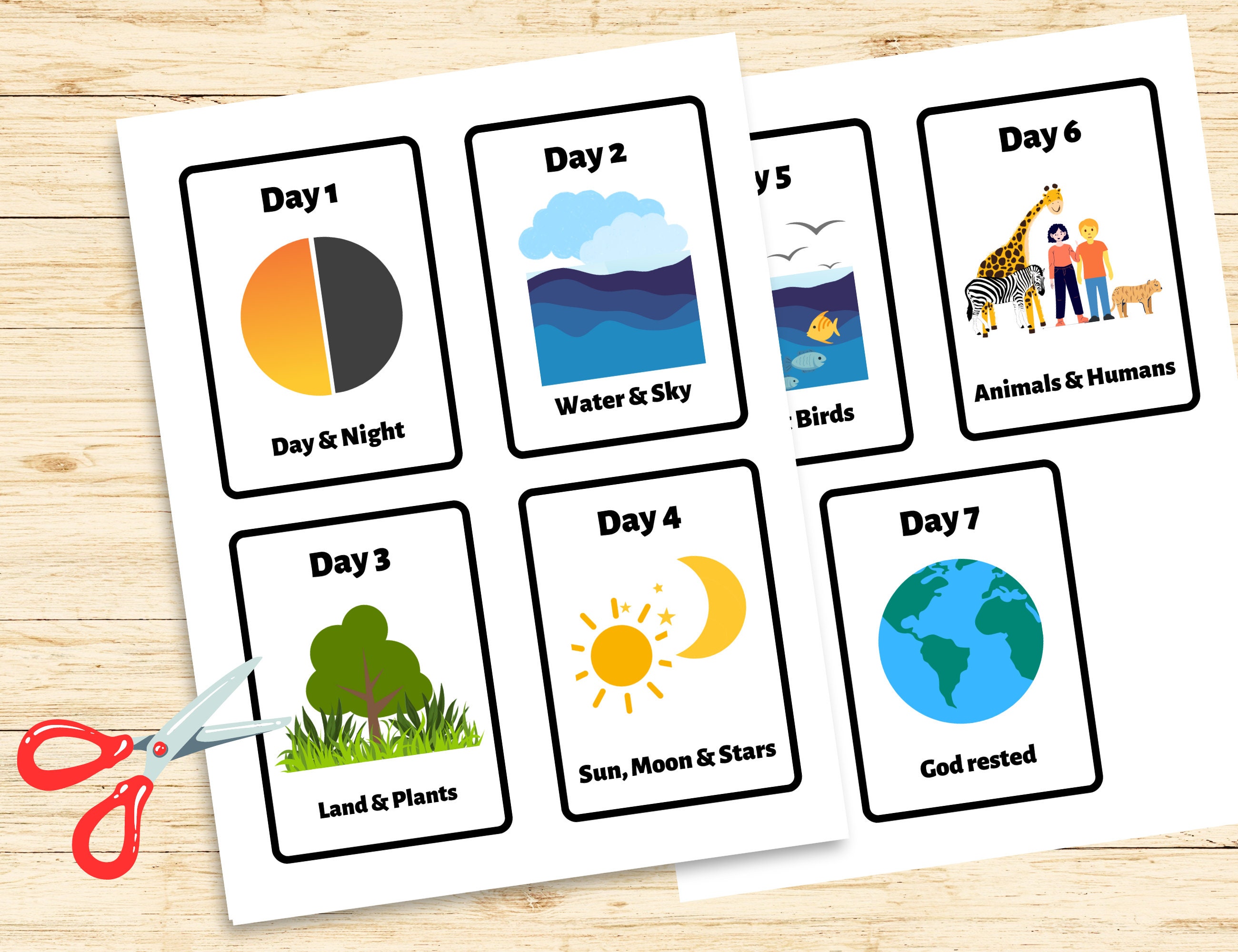 Days of Creation Flashcards, Sunday School Lesson, Bible Story Activity, Bible Story Craft ...