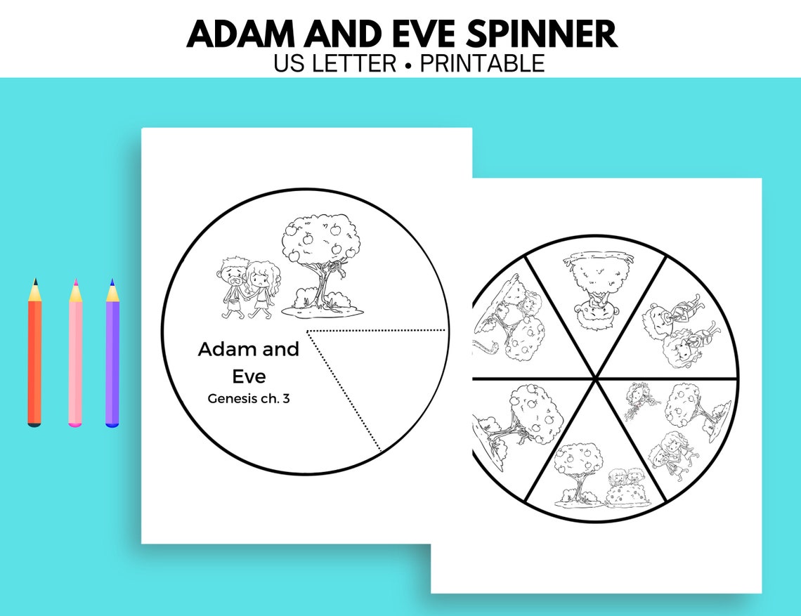 Adam and Eve Spinner, Garden of Eden Bible Story, Sunday School Craft ...