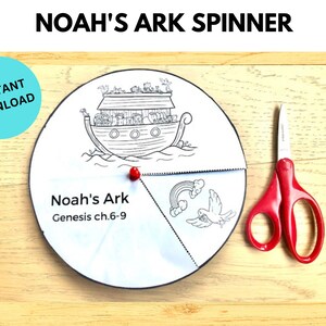Noah's Ark Spinner, Noah's Ark Bible Story, Sunday School Craft ...