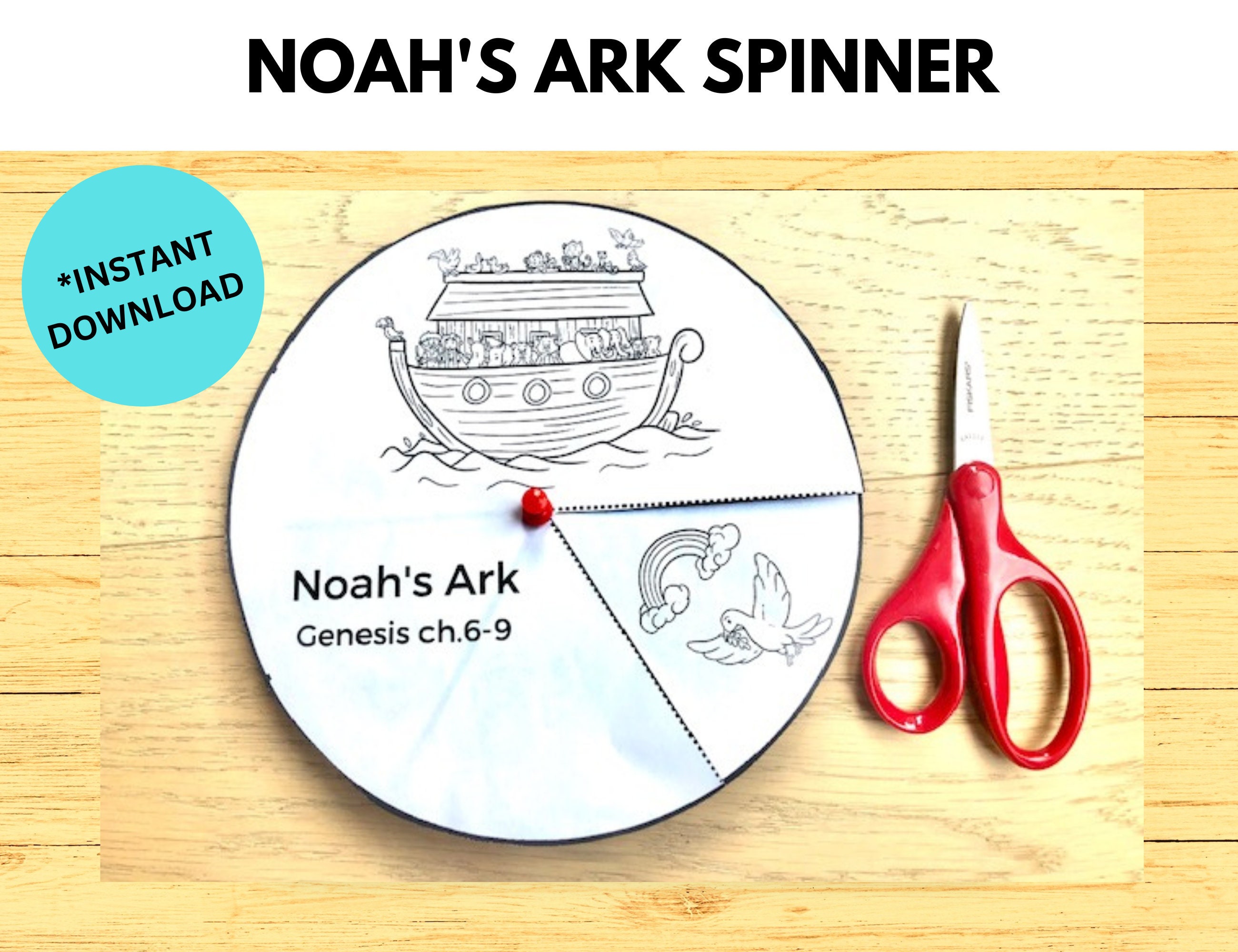 Noah's Ark Spinner, Noah's Ark Bible Story, Sunday School Craft ...