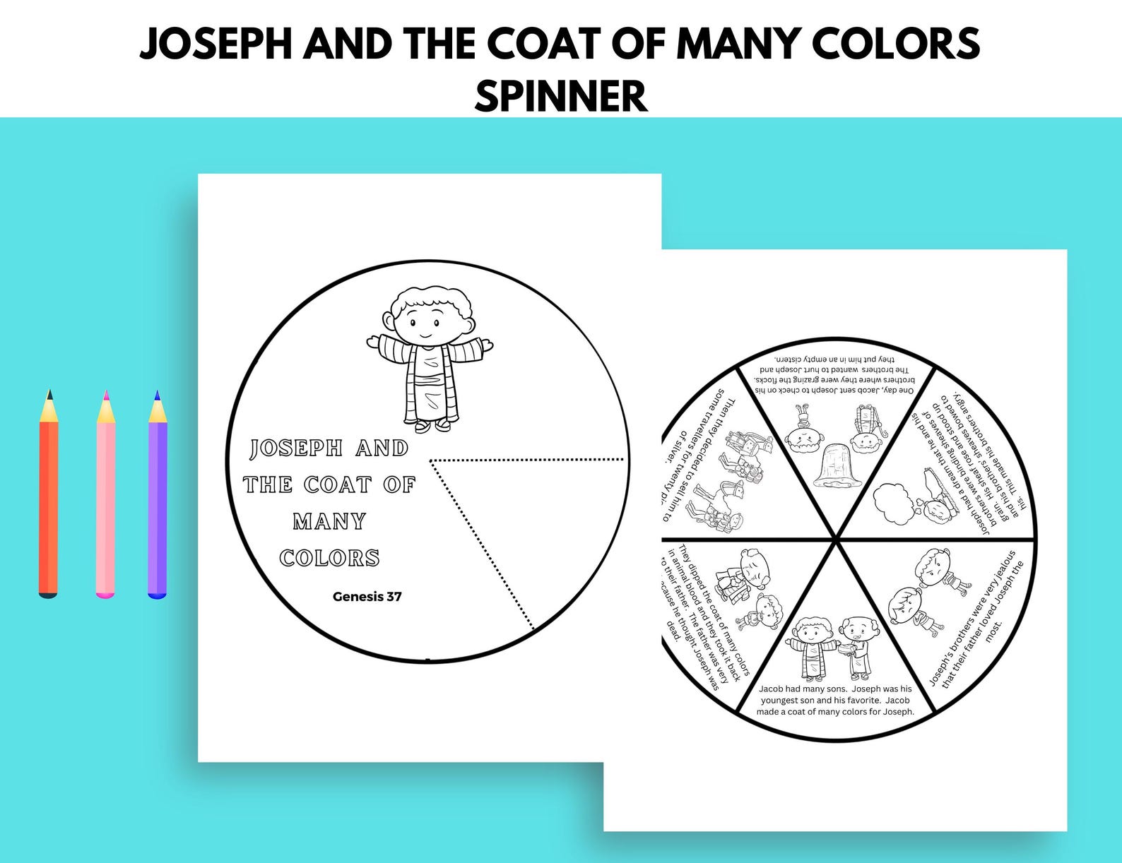 Joseph Coat of Many Colors Spinner, Bible Story, Sunday School Craft ...