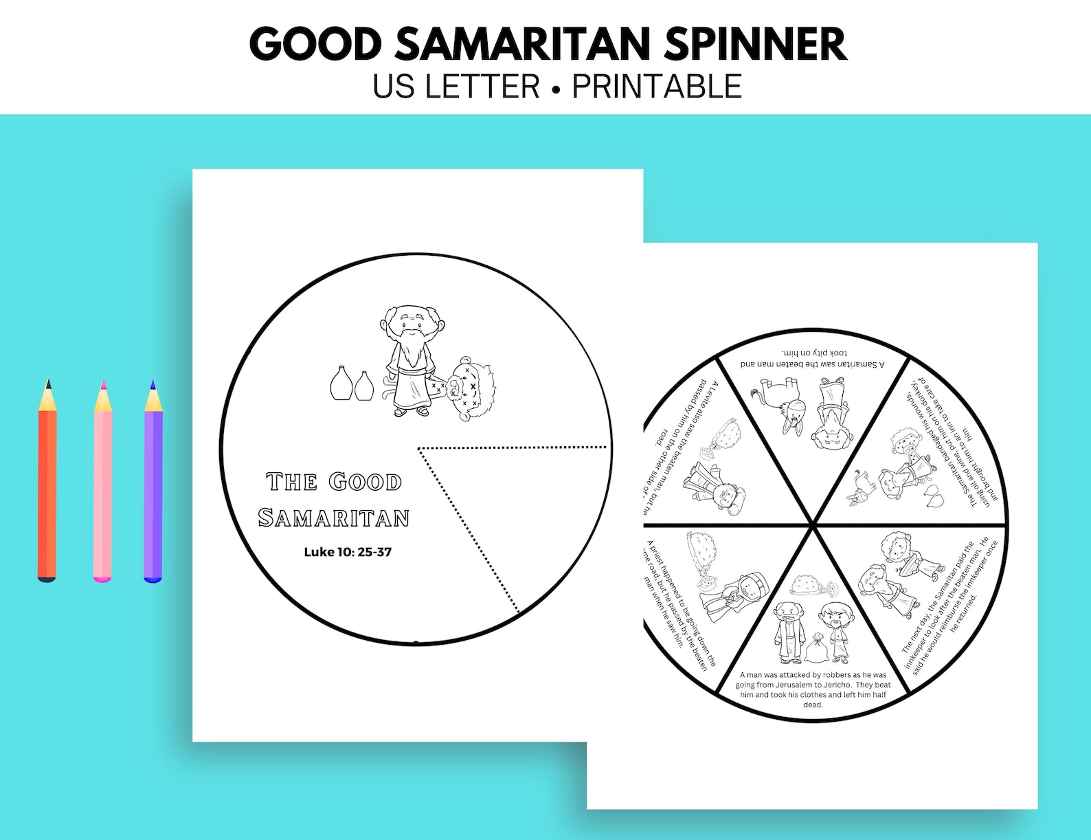 Good Samaritan Bible Story Activity, Sunday School Craft, Spinner ...