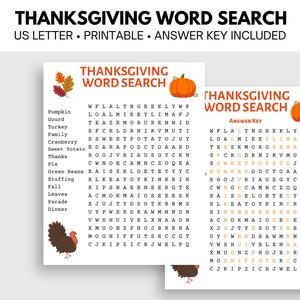 Thanksgiving Word Search, Printable Word Search, Fall Word Search ...