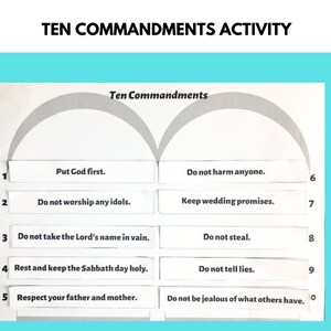Ten Commandments Bible Story Activity, Ten Commandments Craft, Sunday ...