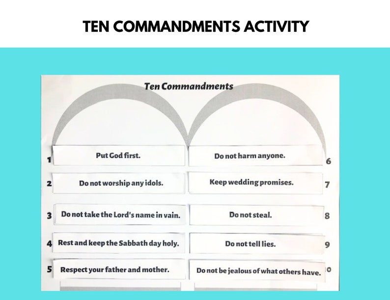 Ten Commandments Bible Story Activity, Ten Commandments Craft, Sunday ...