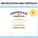 Multiplication Table Certificate, School Certificate, Math Award ...