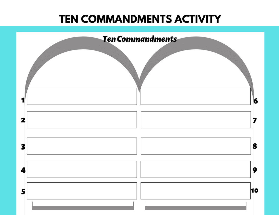 Ten Commandments Bible Story Activity, Ten Commandments Craft, Sunday ...