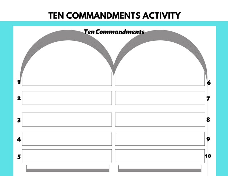 Ten Commandments Bible Story Activity, Ten Commandments Craft, Sunday ...