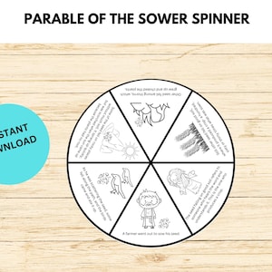 Parable of the Sower Bible Story Activity, Sunday School Craft, Spinner ...