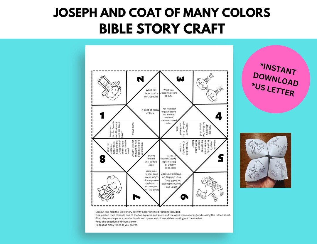 Joseph Coat of Many Colors Bible Story Activity, Sunday School Craft ...