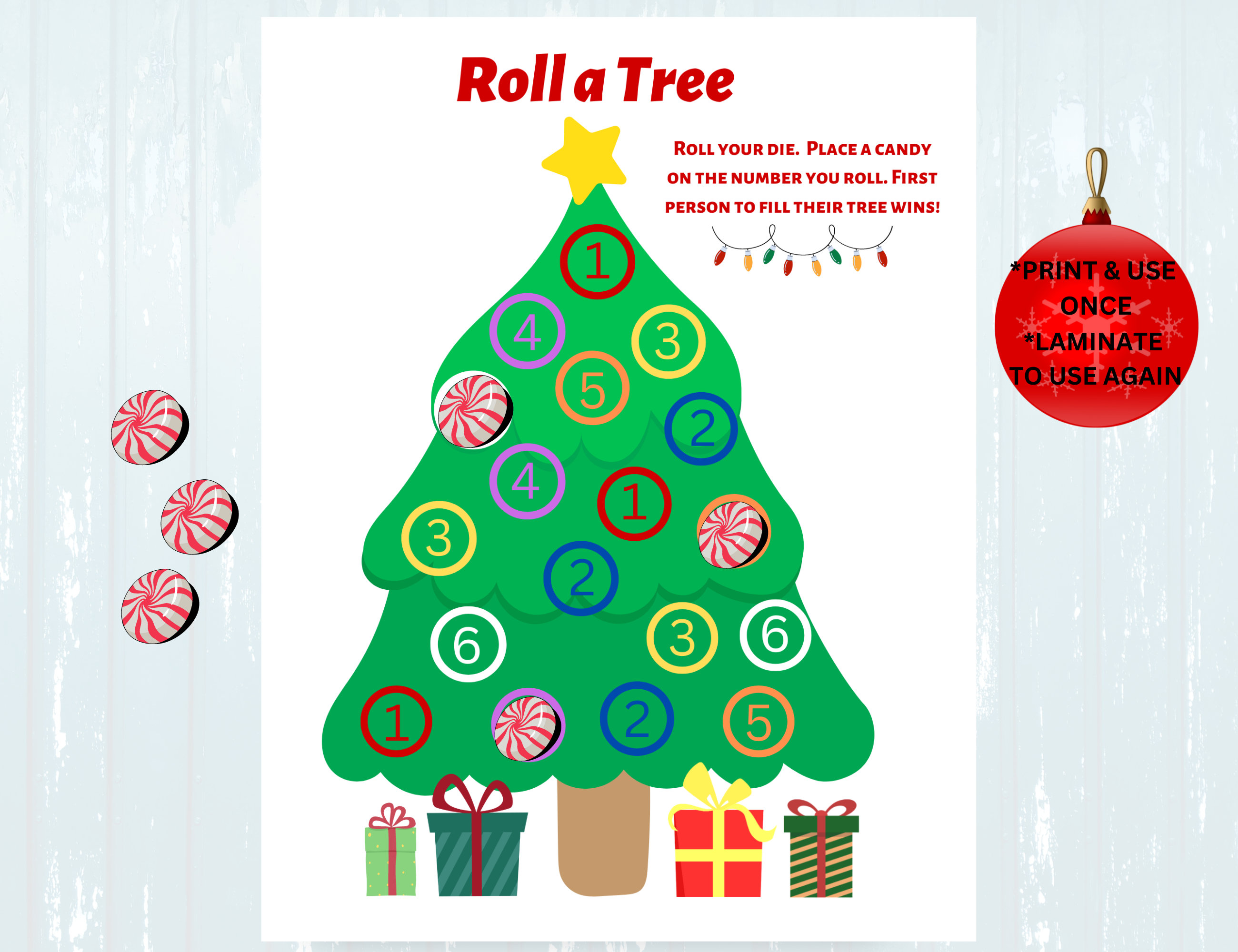 Roll A Christmas Tree Game, Christmas Kids Table Game, Christmas Family ...